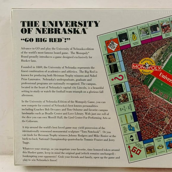 Hasbro | Games | Vintage Monopoly University Of Nebraska Authorized ...